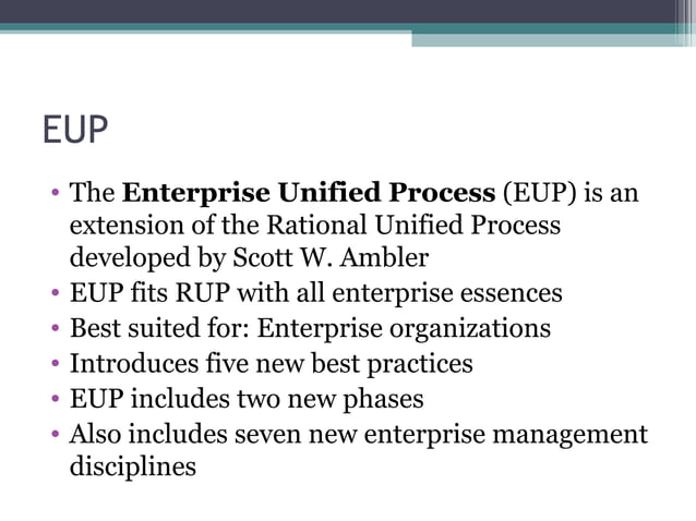 Enterprise Unified Process | PPT | Computer Software and Applications ...