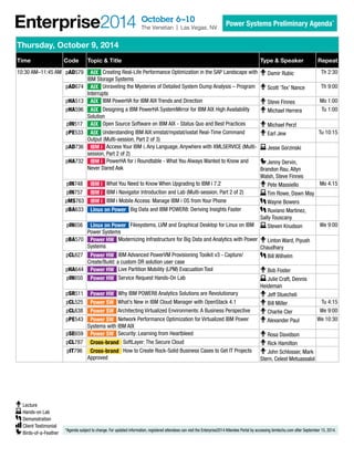 IBM Enterprise 2014: Power Systems Technical University - Preliminary Agenda | PDF | Operating ...