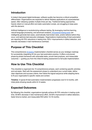 Enterprise AI Testing Implementation Roadmap & Checklist: A Complete ...