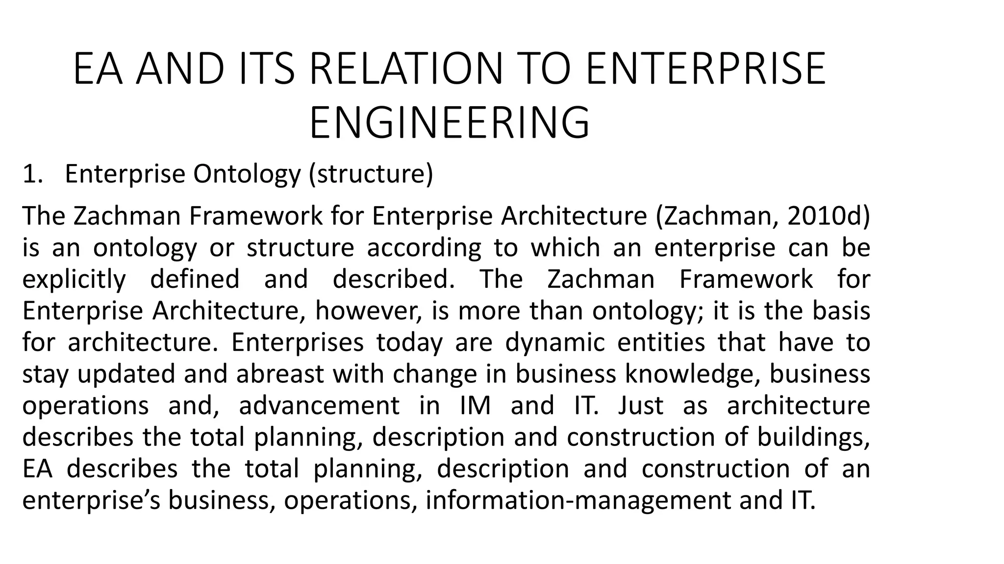 Enterprise architecrture & enterprise engineering | PPT