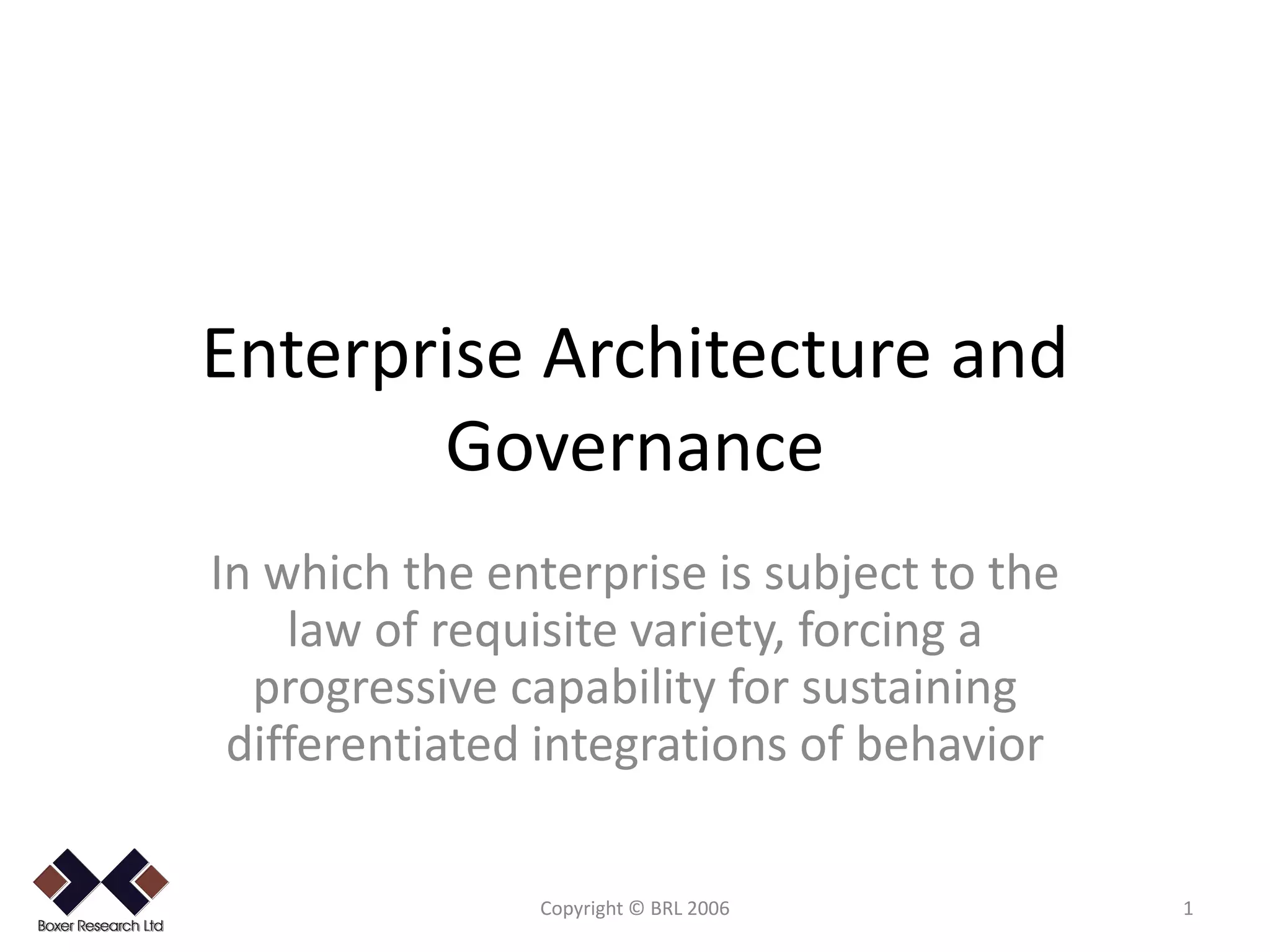 Enterprise Architecture and Governance | PDF