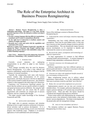 The Role of the Enterprise Architect in Business Process Reengineering | PDF | Computer Software ...