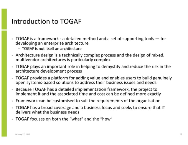Enterprise Architecture Implementation And The Open Group Architecture Framework Togaf