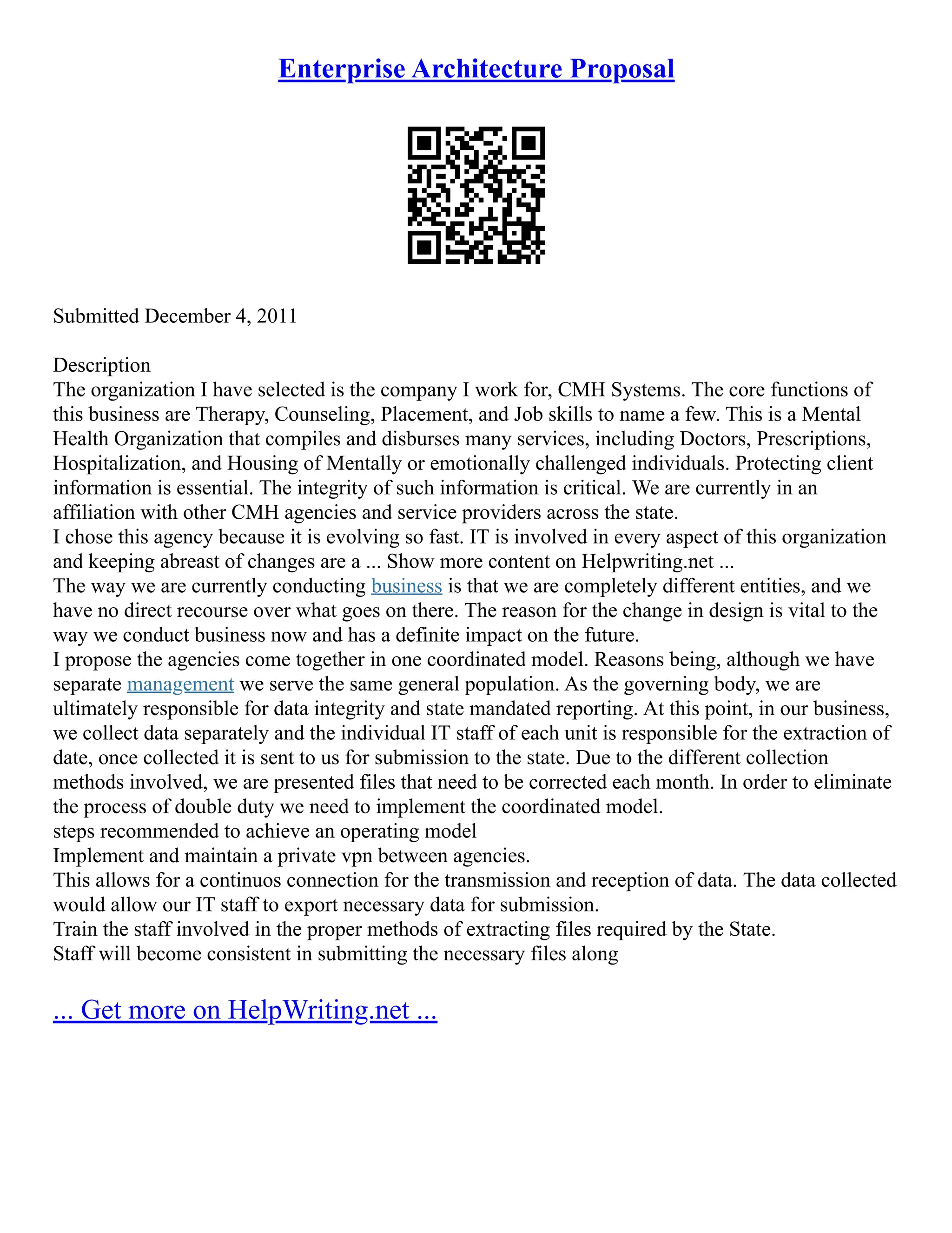 Enterprise Architecture Proposal | PDF