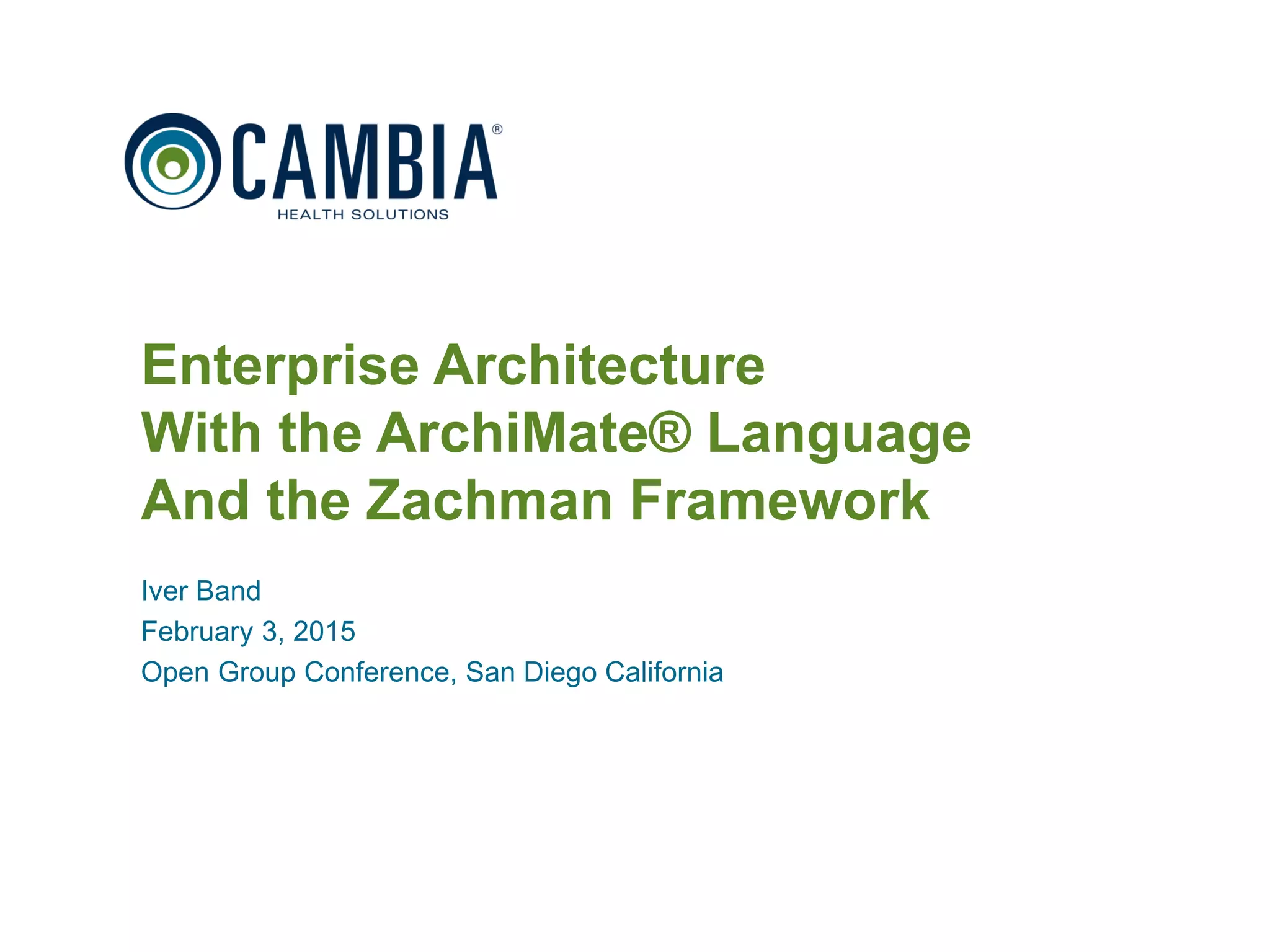Enterprise Architecture with the Zachman Framework and the Archimate ...