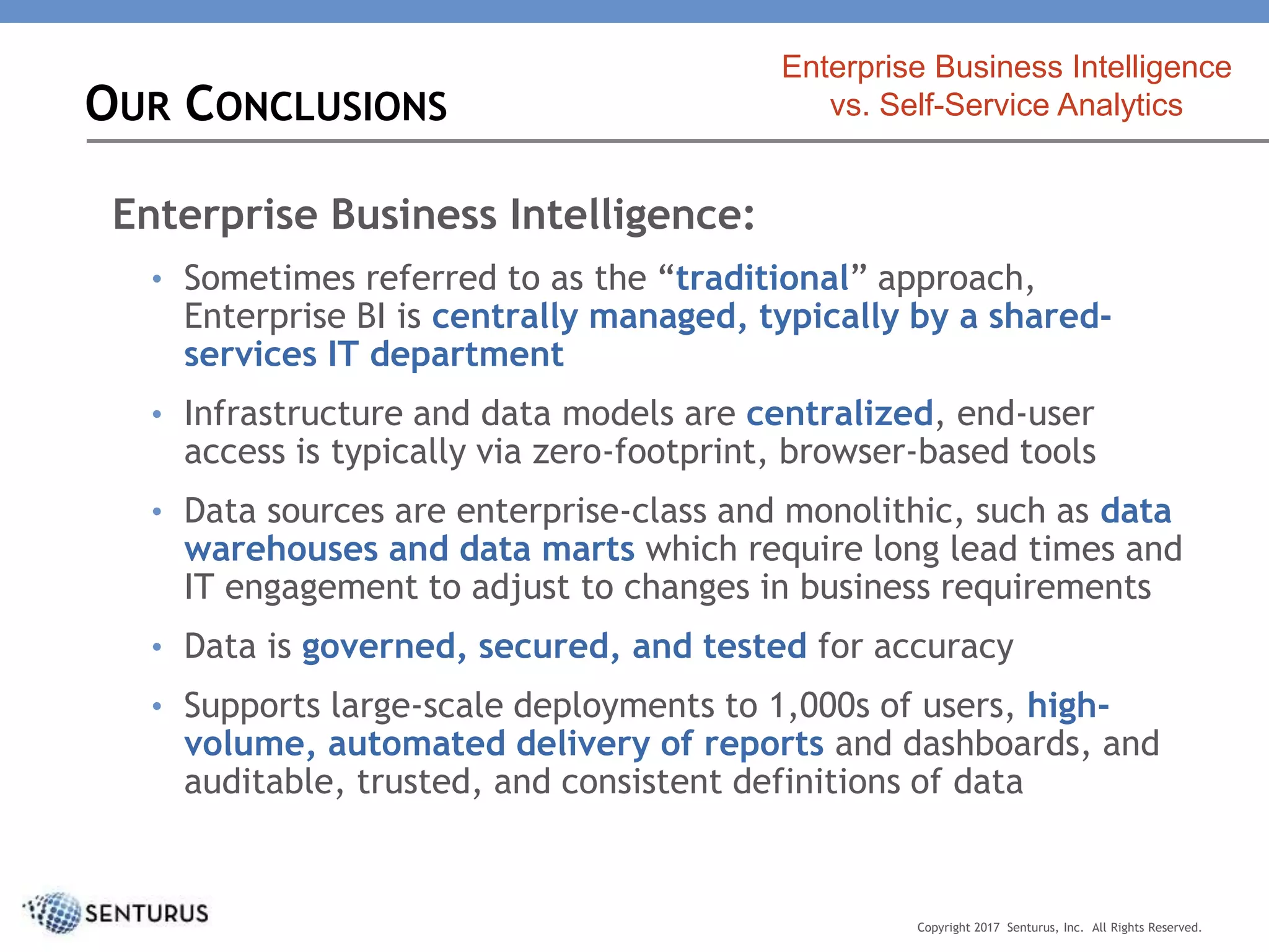 Tool Comparison: Enterprise BI vs Self-Service Analytics: Choosing the Best Tool for the Job | PPTX