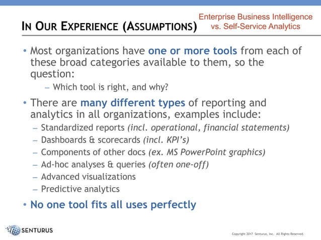 Tool Comparison: Enterprise BI vs Self-Service Analytics: Choosing the Best Tool for the Job | PPTX