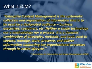 Enterprise Content Management Solutions in SharePoint and Office 365 | PPTX | Technology & Computing