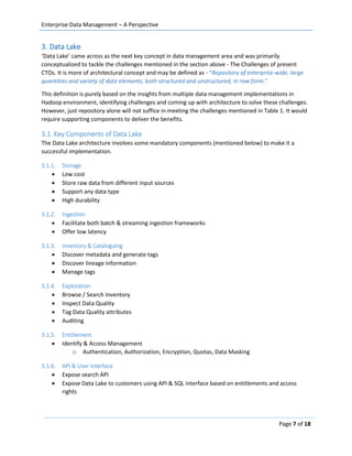 Enterprise Data Management - Data Lake - A Perspective | PDF ...