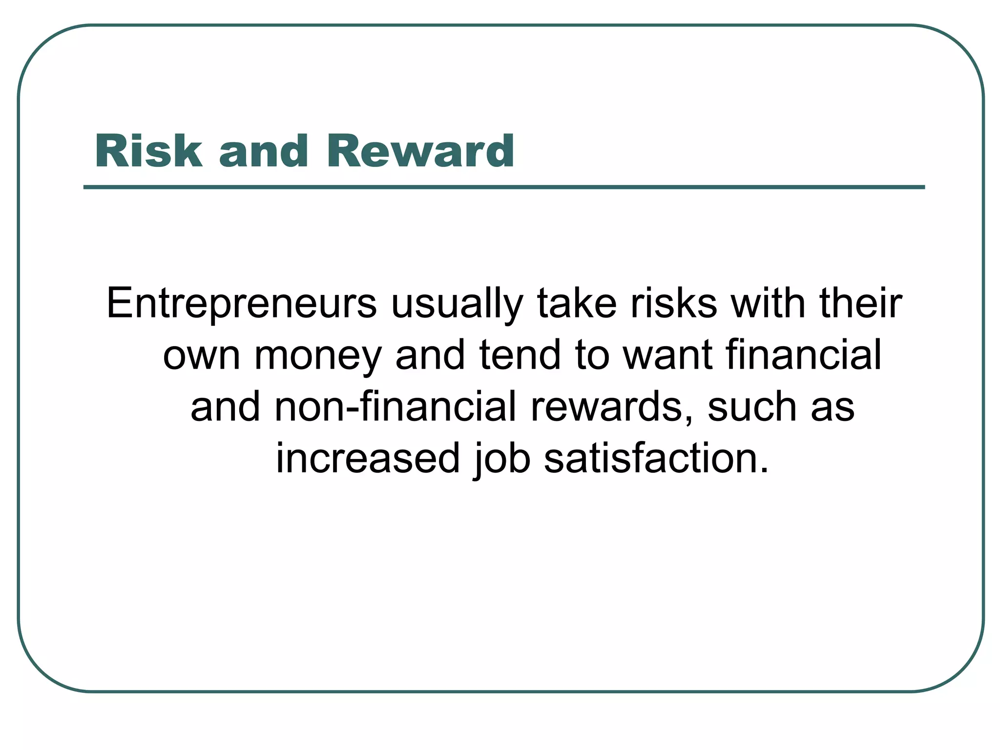 Enterprise, entrepreneur, risk taking and opportunity | PPT