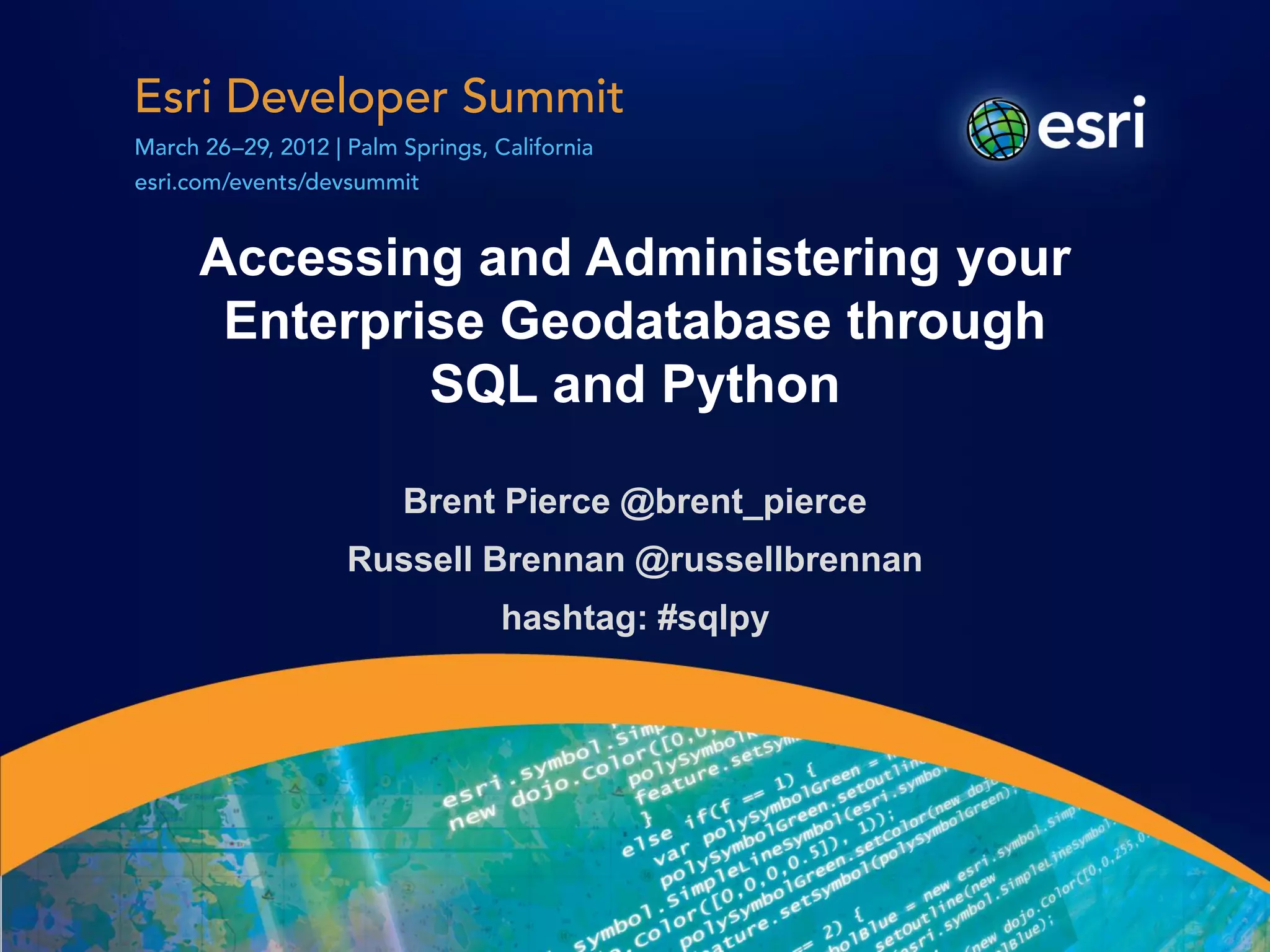 Enterprise geodatabase sql access and administration | PDF