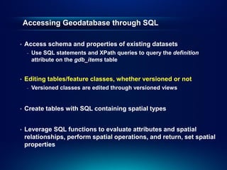 Enterprise geodatabase sql access and administration | PDF