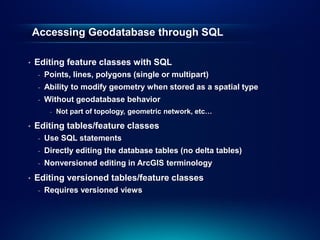 Enterprise geodatabase sql access and administration | PDF