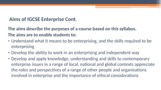 ENTERPRISE LESSON FIRST LESSON FOR IGCSE | PPTX