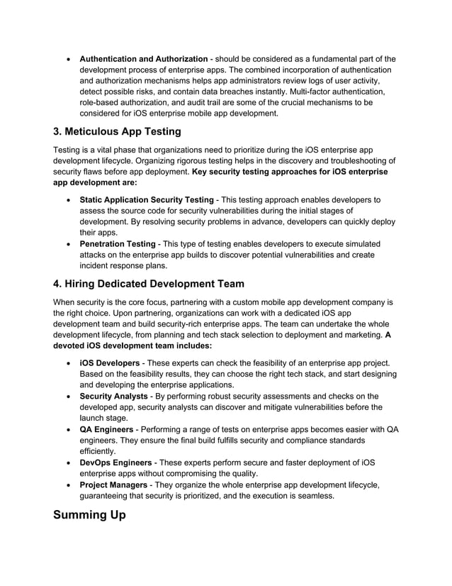 Develop Secure Enterprise Solutions with iOS Mobile App Development Services | PDF