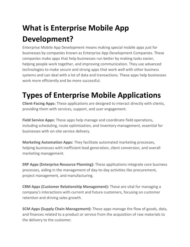 Enterprise Mobile Application Development How to Build App | PDF