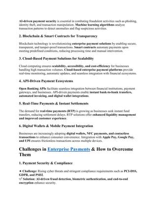 Secure and Scalable Enterprise Payment Solutions: Powering Digital Transactions | PDF
