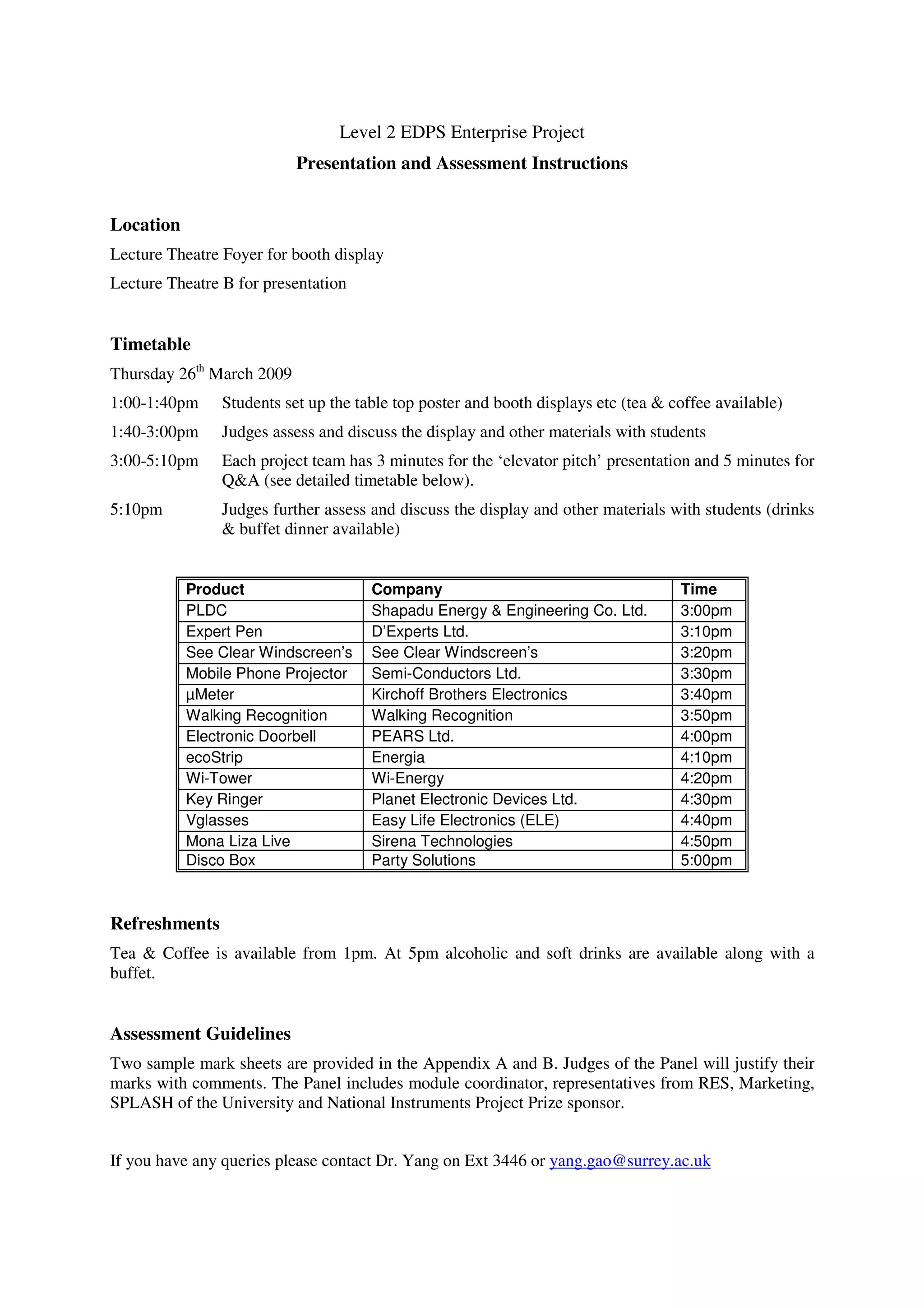 Enterprise Project Presentations And Assessment | PDF