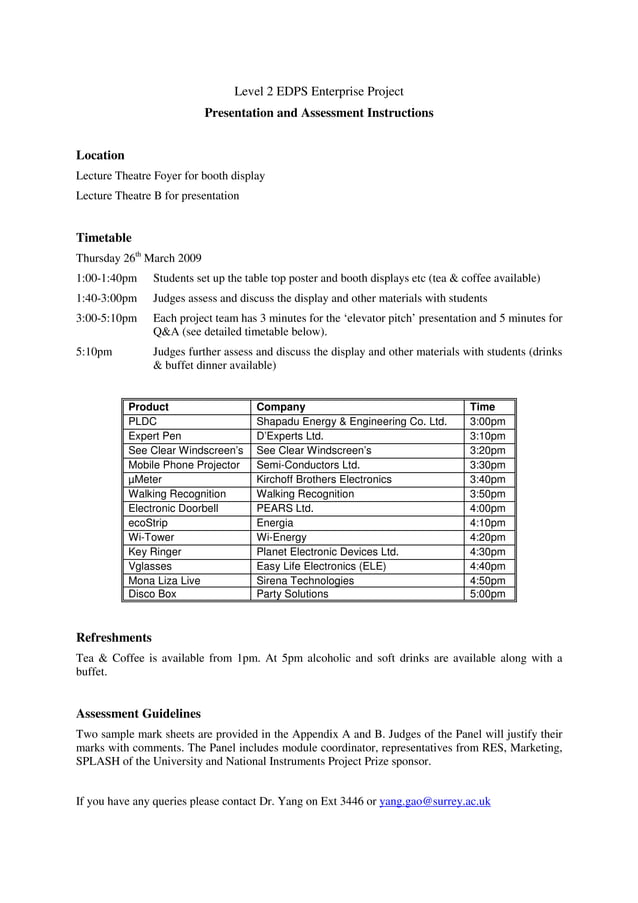 Enterprise Project Presentations And Assessment | PDF