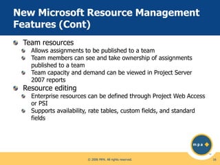 Enterprise Resource Management Using MS Project Server 2007 | PDF
