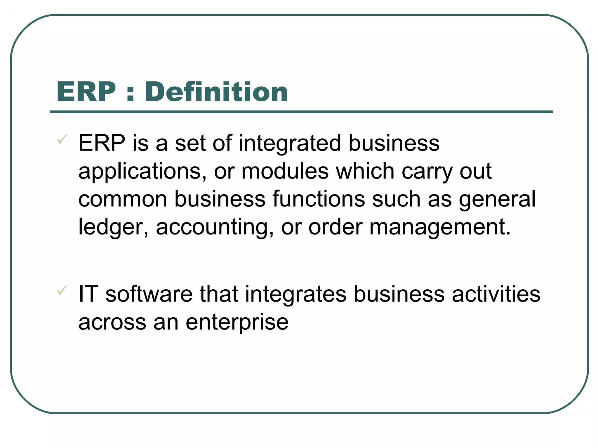 Enterprise Resource Planning(ERP) | PPT