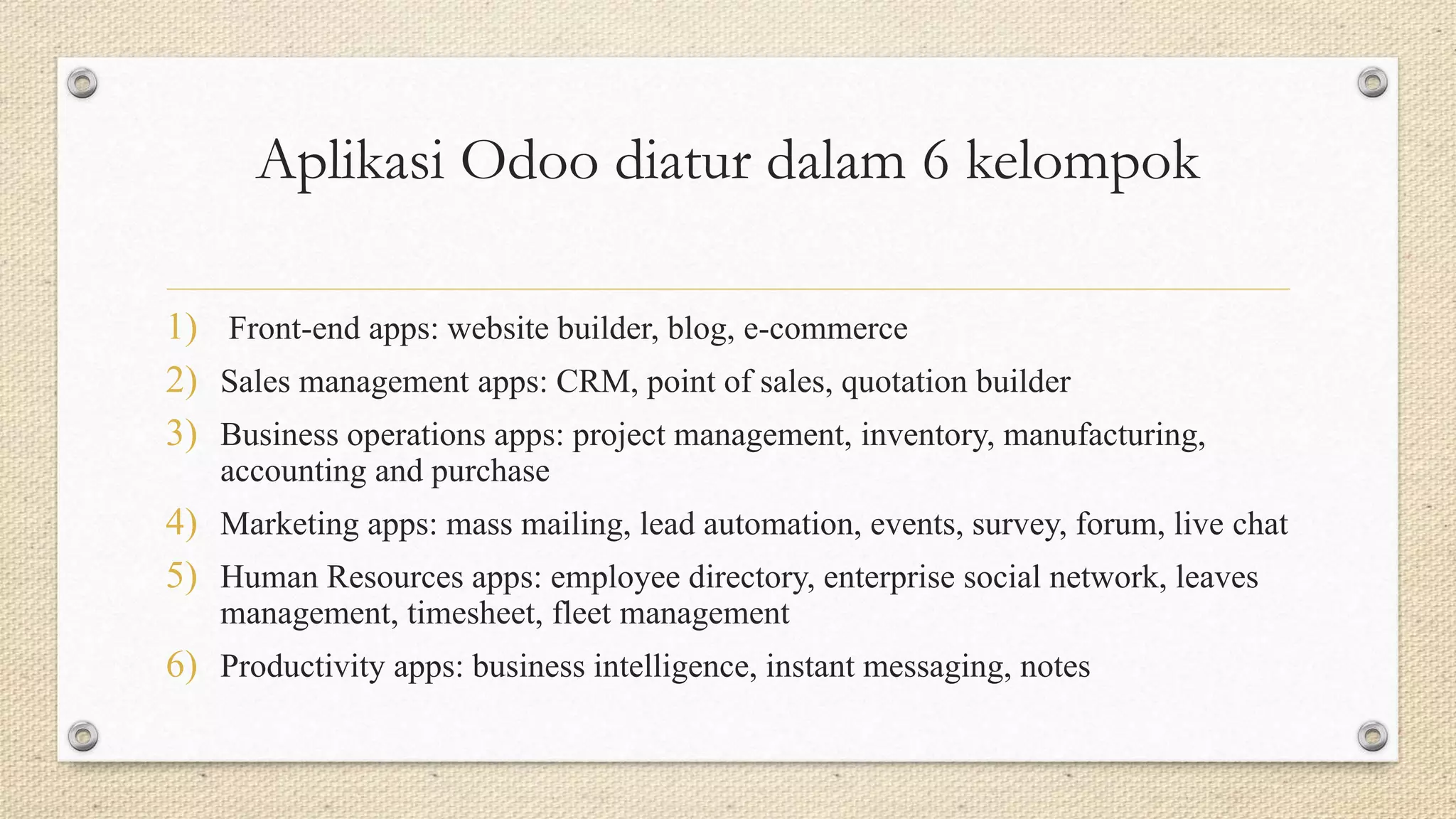 Enterprise resources planning odoo | PPTX