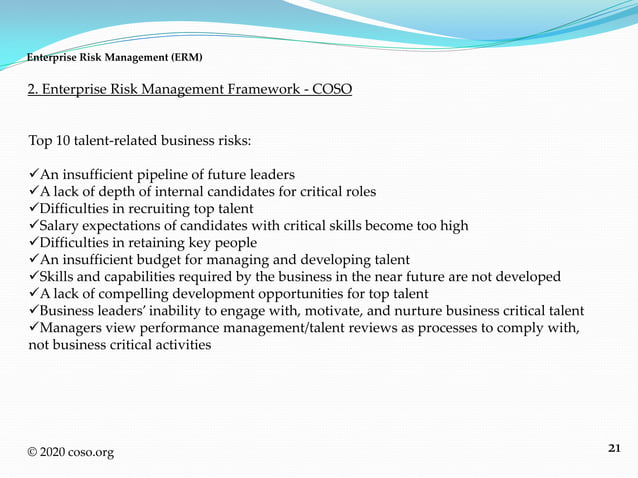 Enterprise Risk Management (ERM) Framework 2020 | PDF