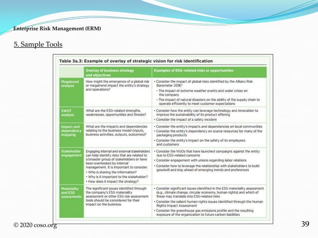 Enterprise Risk Management (ERM) Framework 2020 | PDF