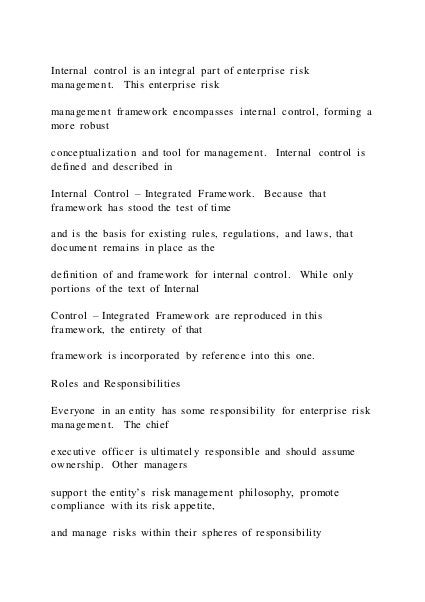 Enterprise Risk Management — Integrated FrameworkExe | PDF