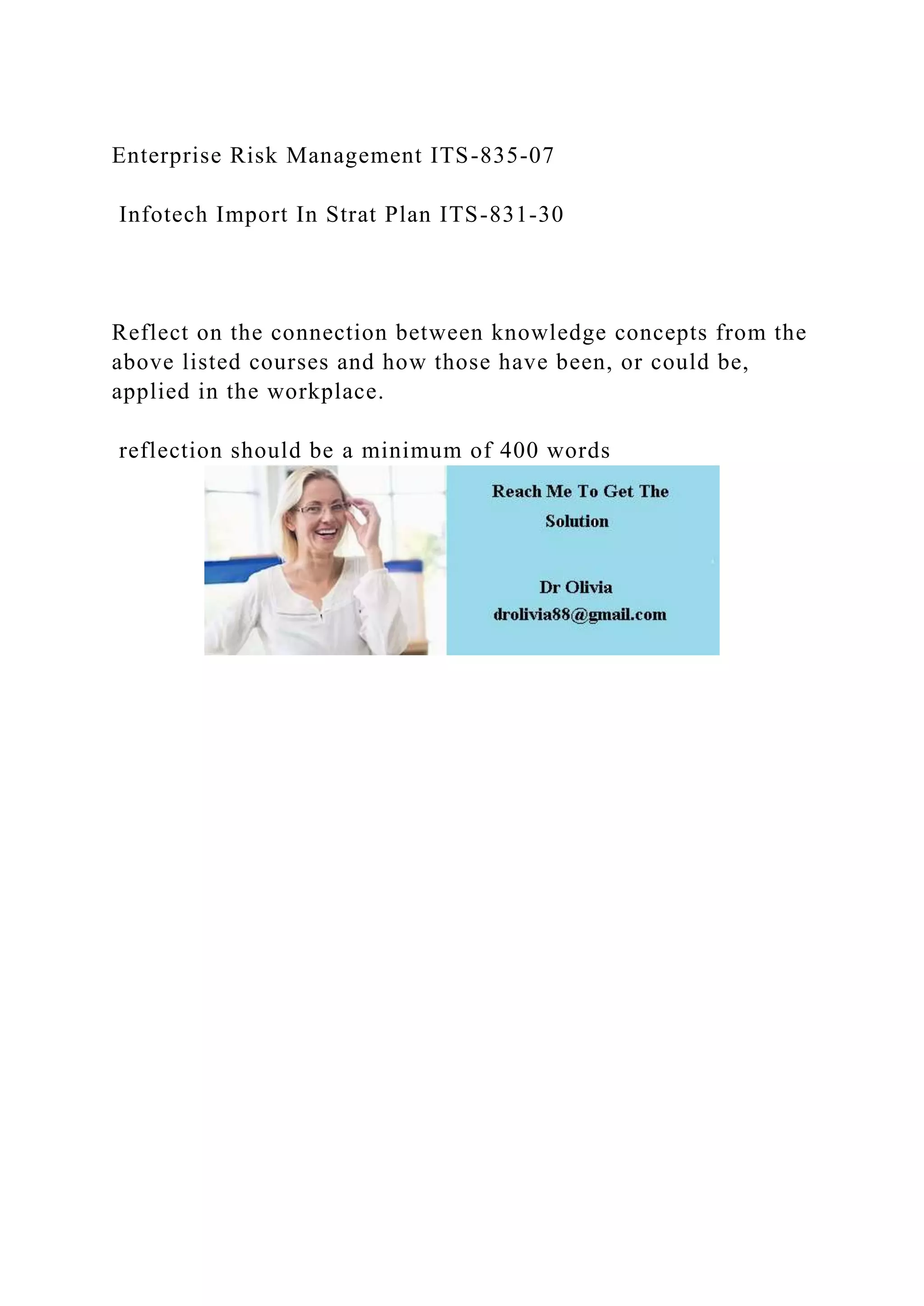 Enterprise Risk Management ITS-835-07 Infotech Import In Strat P.docx | Business | Business and ...