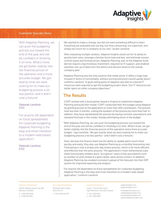 Adaptive Insights Enterprise Customer Success | PDF | Computer Software ...