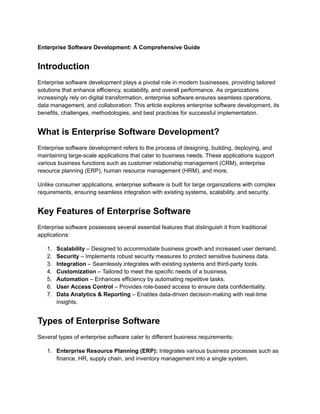 Enterprise Software Development: A Comprehensive Guide | PDF