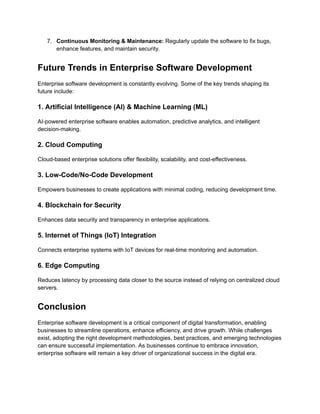 Enterprise Software Development: A Comprehensive Guide | PDF