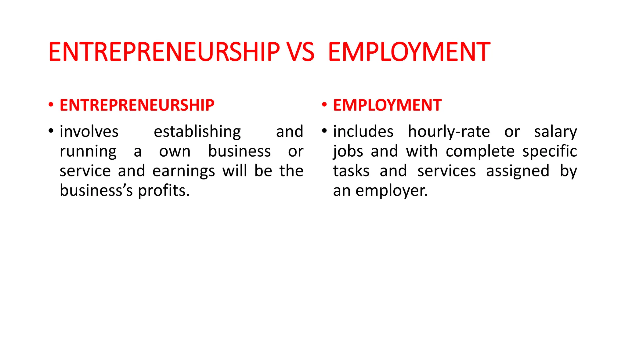 ENTERPRISE VS ENTREPRENEUR VS INTREPRENEUR VS EMPLOYEE VS EMPLOYMENT VS ...