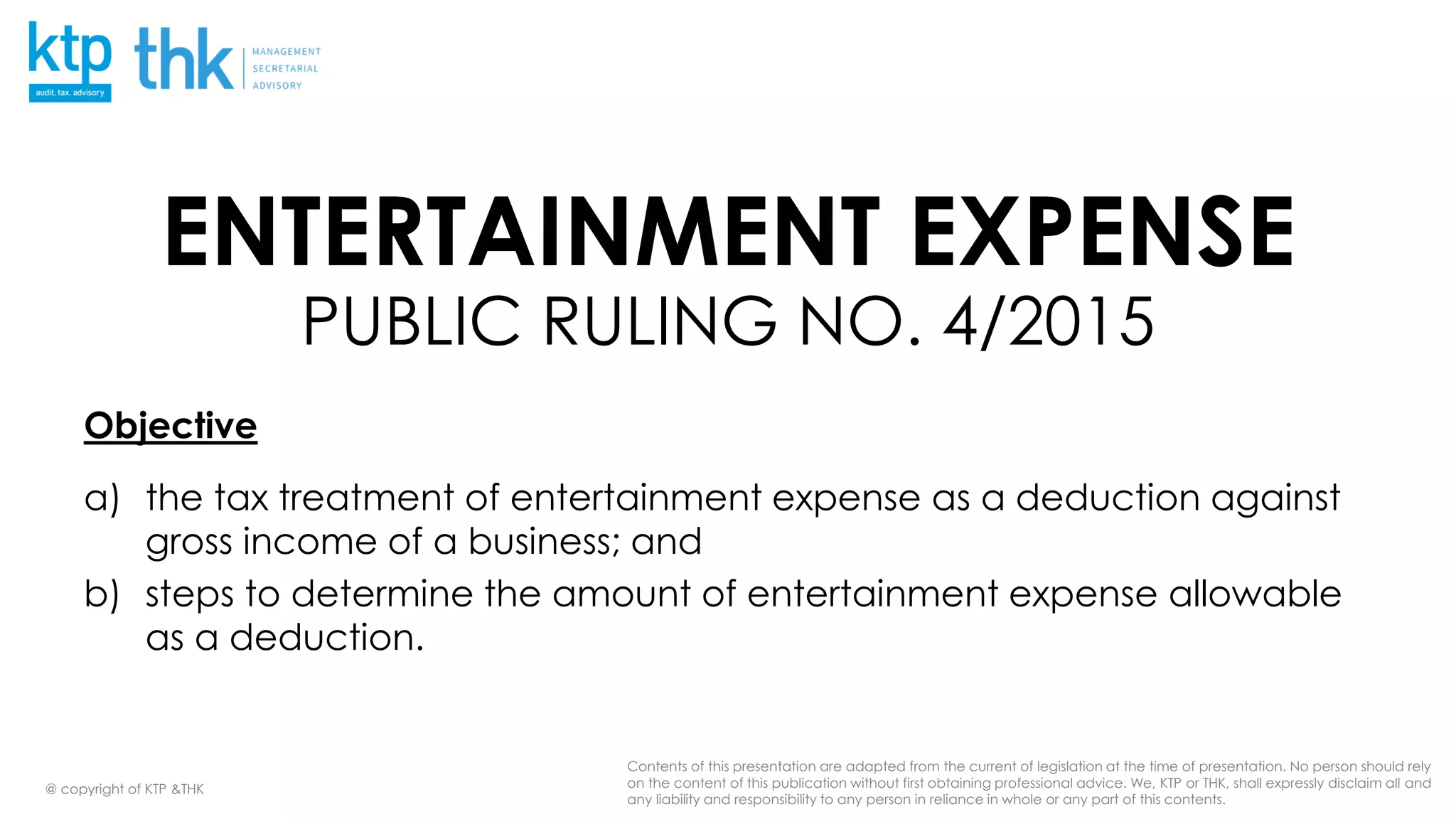 Entertainment expenses PR4/2015 | PDF