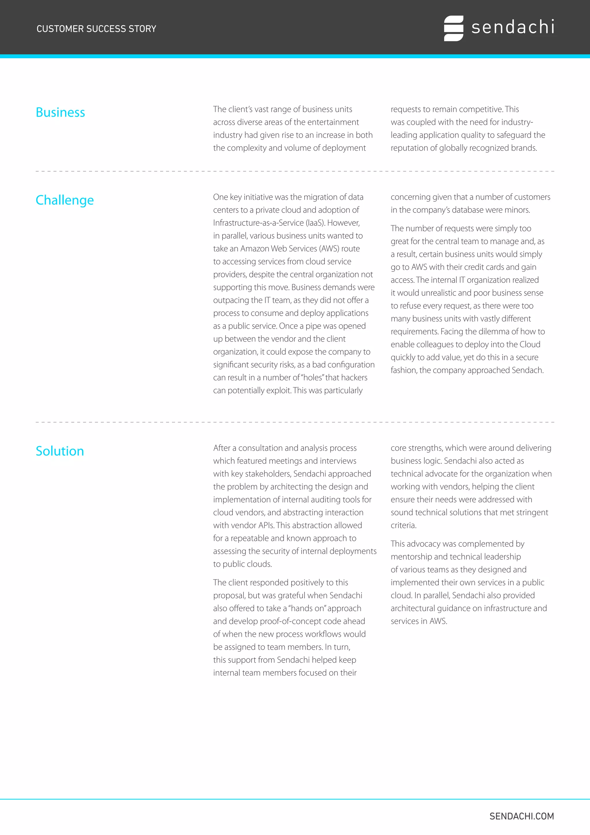 Entertainment case study - Scalable and secure cloud delivery framework ...