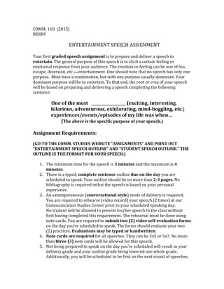 Entertainment speech assignment | PDF