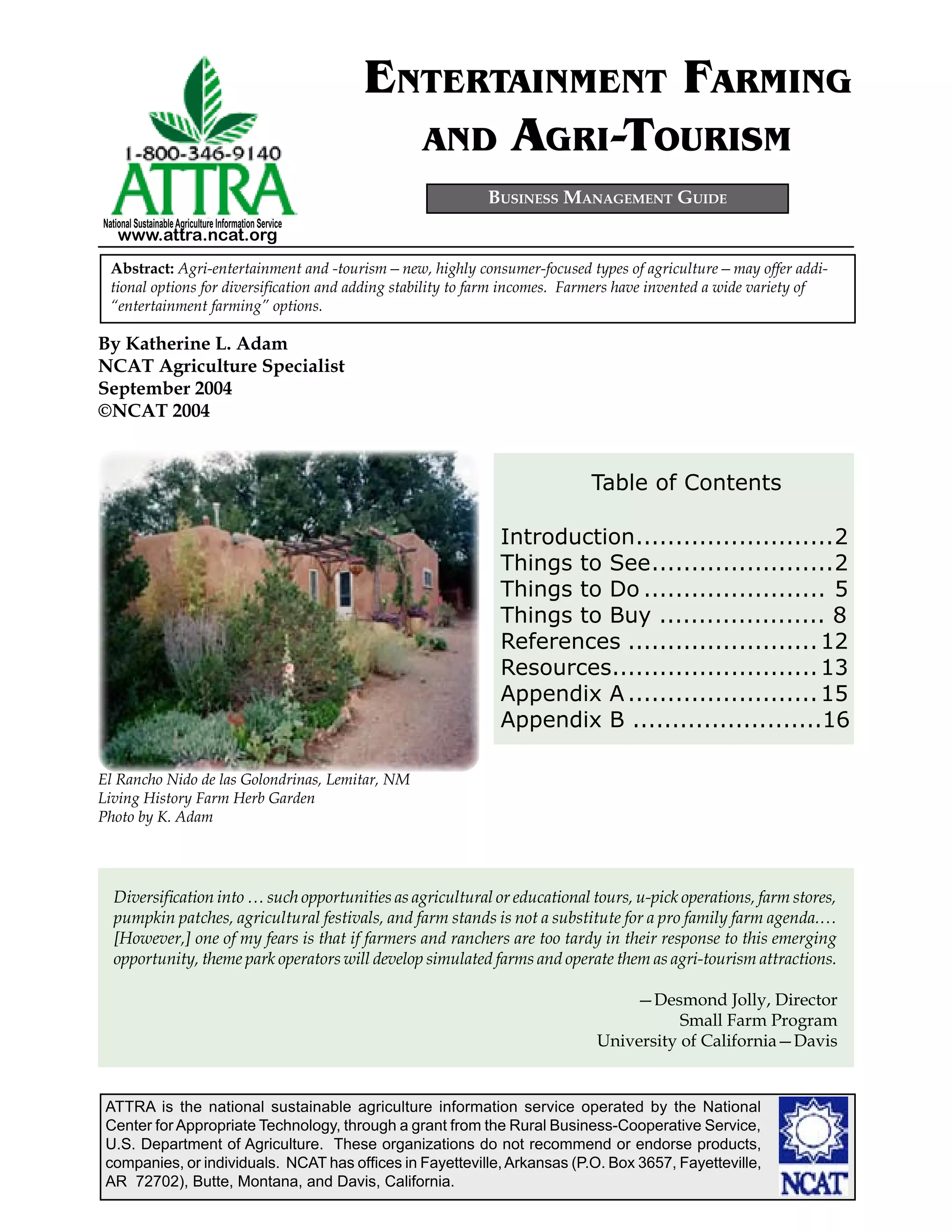 Entertainment Farming and Agri-Tourism | PDF