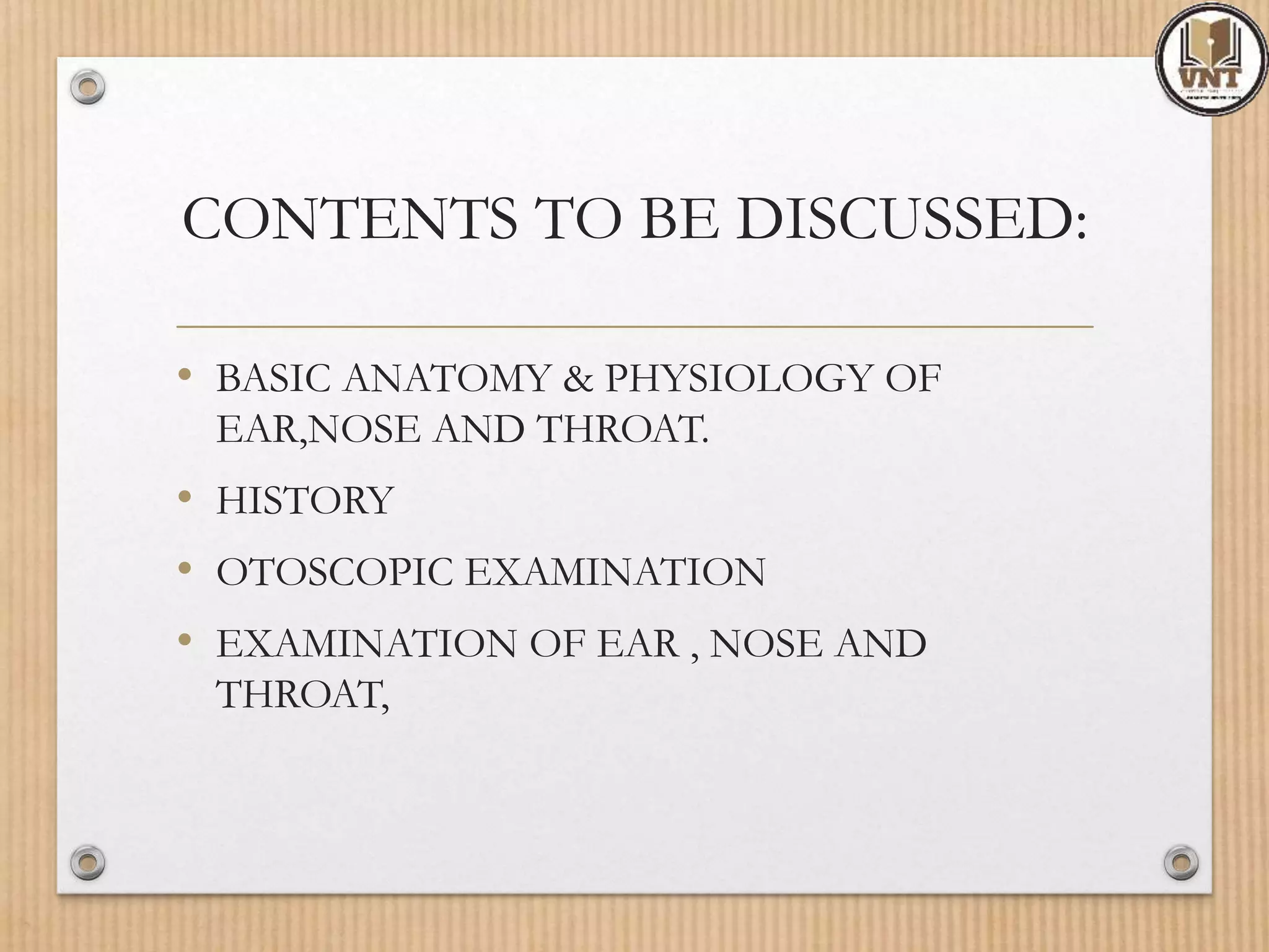 ENT Examination | PPTX