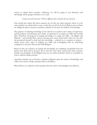 The Manners of the Knowledge Seeker | PDF
