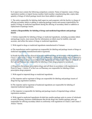 Circular 01/2018/TT-BYT: ON LABELING AND PACKAGE INSERTS OF DRUGS AND ...