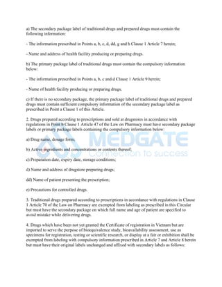 Circular 01/2018/TT-BYT: ON LABELING AND PACKAGE INSERTS OF DRUGS AND ...