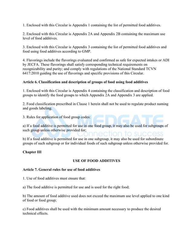 Circular 24/2019/TT-BYT: GUIDING THE MANAGEMENT AND USE OF FOOD ADDITIVES | PDF