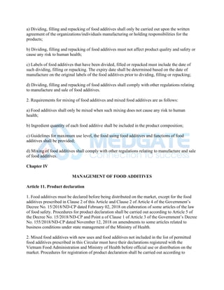 Circular 24/2019/TT-BYT: GUIDING THE MANAGEMENT AND USE OF FOOD ...