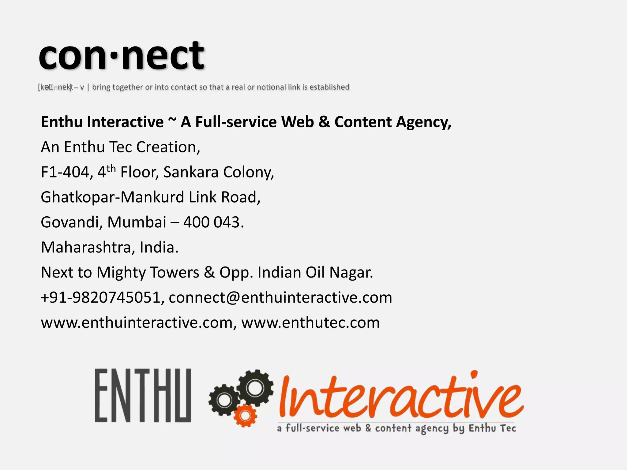 Corporate Presentation ~ Enthu Interactive | PPTX
