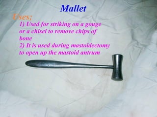 ENT (EAR NOSE THROAT ) Surgical instruments with their uses | PPT