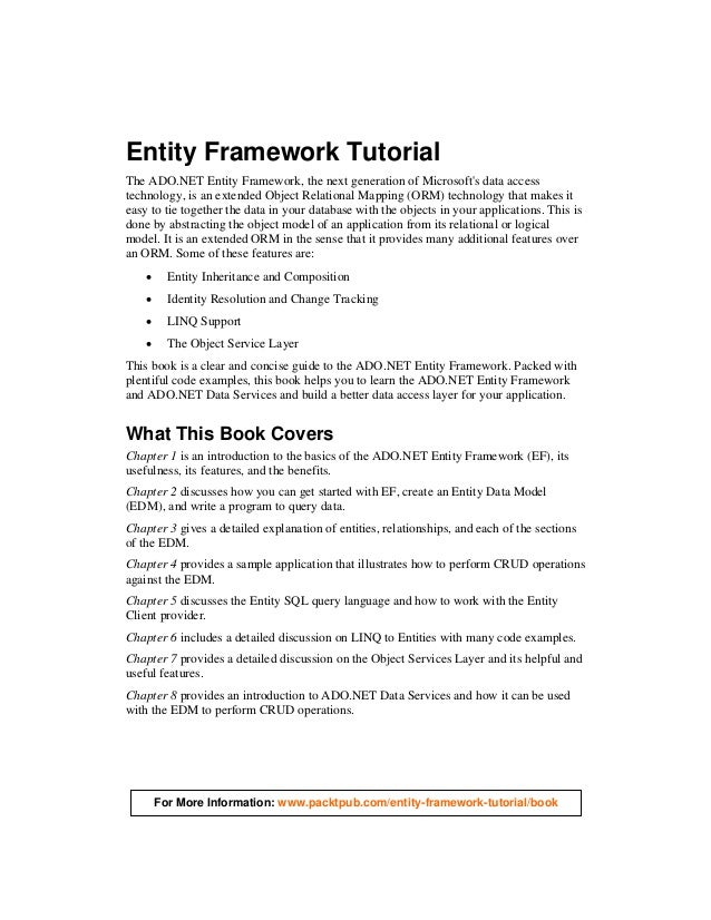 Entity Framework Tutorial Sample Chapter Chapter 2 Getting Started