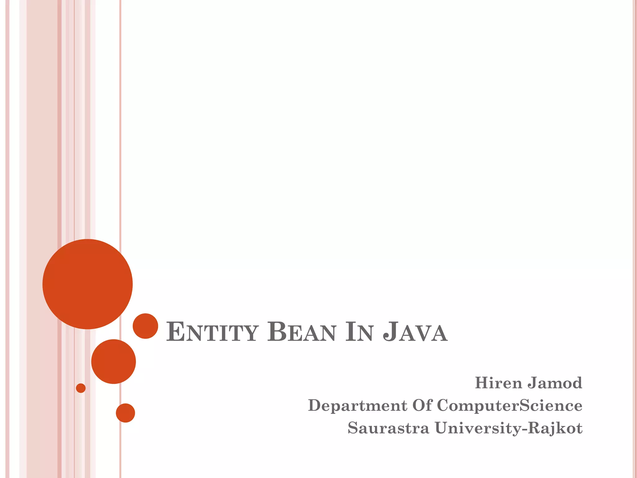 Entity beans in java | PPSX