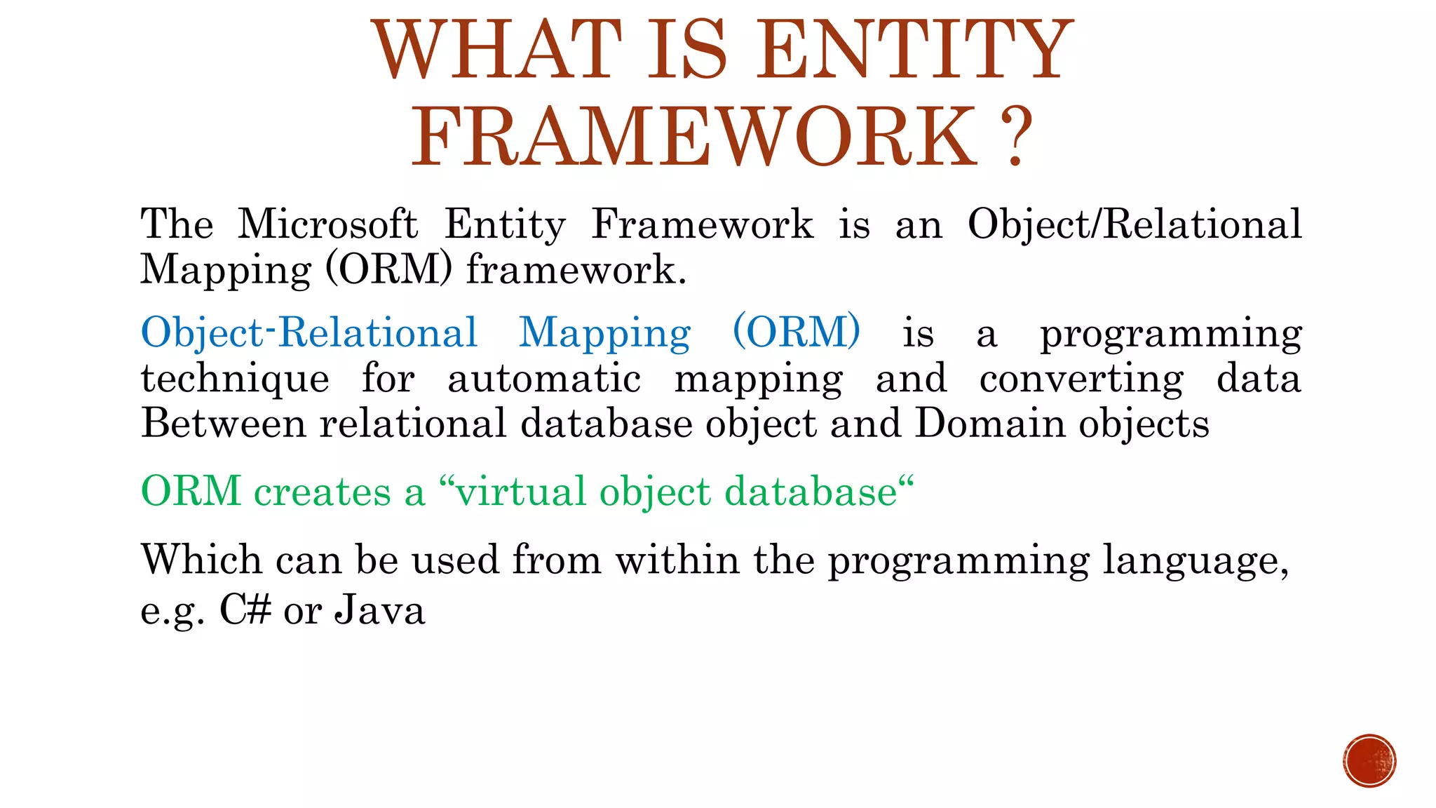 Entity Framework Pptx Databases Computer Software And Applications 2289