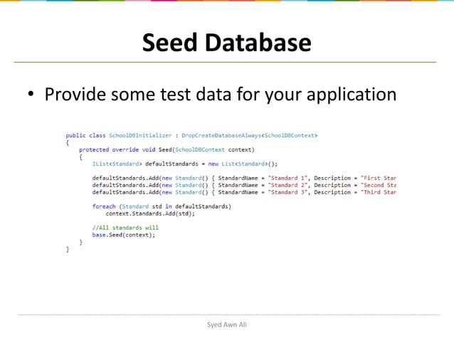 Entity framework code first | PPTX